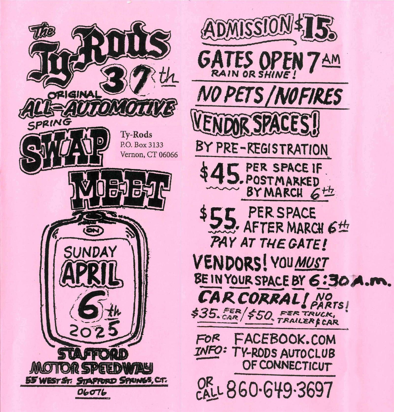 TY RODS SPRING SWAP MEET: Stafford Springs, CT 06076